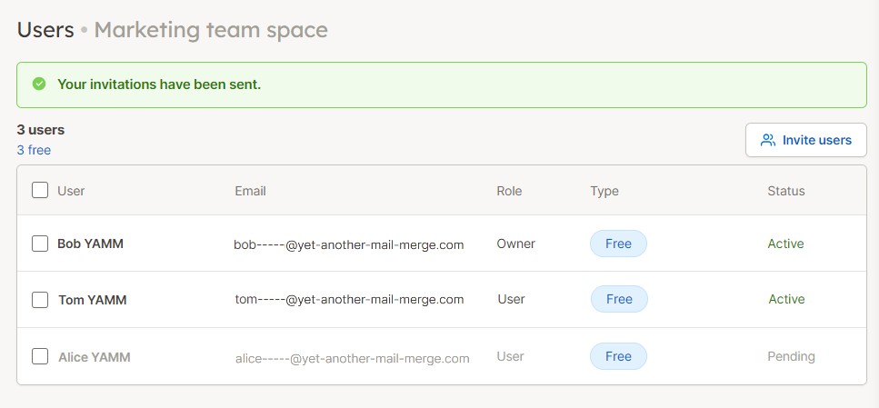 Invite users to your space – Documentation - Yet Another Mail Merge Support Invite users to your space – Documentation - Yet Another Mail Merge Support